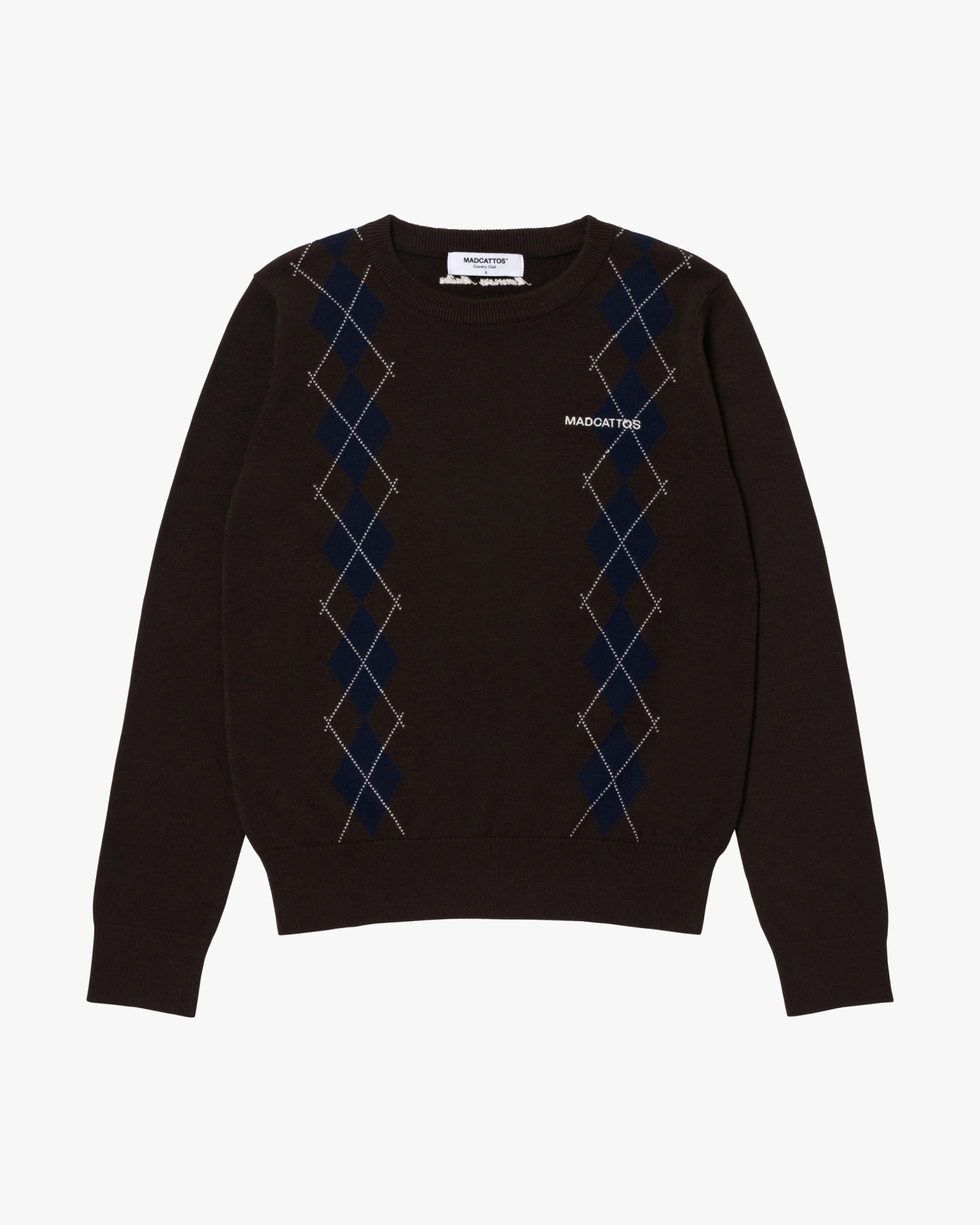 MCC W ARGYLE CREW NECK SWEATER-DARK BROWN - 버킷스토어